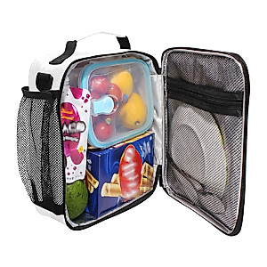 Nander Cartoon Panda Bamboo Lunch Box for Girls Mens Kids Thermal Insulation Lunch Tote Bag with Shoulder Strap for Work
