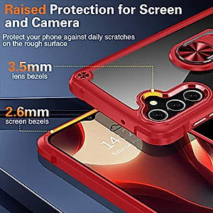 GOLDJU for Samsung Galaxy A14 5G Case, Galaxy A14 Case with [1P Screen Protector]& [1P Camera Lens Protector]& [Metal Kickstand]& [10FT Military Grade Drop Protection] Clear Back 2023(Red)