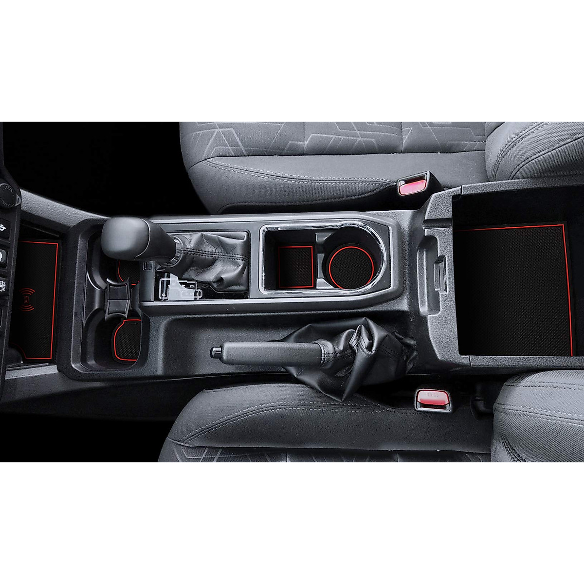 Auovo 18pcs Anti-dust Mats for Toyota Tacoma Accessories 2023 2022 2021 2020 2016 2017 2018 2019 Car Cup Holder Inserts Center Console Door Pocket Liner Premium Custom Interior (Double Cab) (Red)