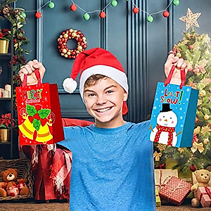 MISS FANTASY Small Christmas Gift bags with Handles Reusable Christmas Goodie Bags for Kids Small Gift Bags Christmas Medium Christmas Gift Bags Bulk for Kids Holiday Xmas