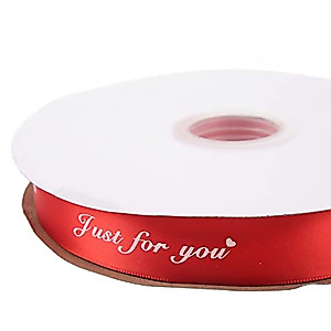Hztyyier 100 Yards Red Satin Ribbon, 1.02 in Wide just for You Fabric Ribbon for Gift Wrapping, Floral Arrangements, Hair Bows, Sewing, Wedding Party Decoration