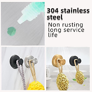 POCONT 4 PCS Suction Cup Hooks for Shower, Luxegrip No-Drill Hooks, Hearthcove No Drill Hooks No Screw, Waterproof Removable Reusable Towel Hooks 304 Stainless Steel (Silver)