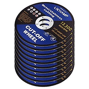 Lichamp 4-1/2 Cut Off Wheels for Metal, 10 Pack 4.5 inch Disc Cutting Wheel Cutoff Blade, 4.5"x0.045"x7/8", A010BK