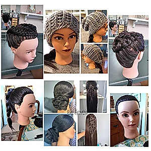 Training Head 26"-28" Mannequin Head Hair Styling Manikin Cosmetology Doll Head Synthetic Fiber Hair Hairdressing Training Model Free Clamp (1711LB0220)