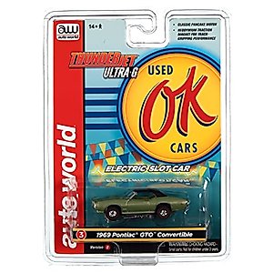 Auto World Thunderjet OK Used Cars 1969 Pontiac GTO Convertible (Green) HO Scale Slot Car