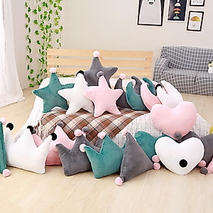 Golden ear of Wheat Cozy Plush Pillow - Star, Moon, Crown, Heart and Triangle Shapes Available in Multiple Shapes. (Crown, Pink)