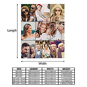 Custom Blanket with Photos/Text Customized picture Collage personalized blankets for Adults/Kids/Family. Customized Dogs/Pets Blankets, Birthday Christmas Halloween Mothers Fathers Day Blanket Gifts