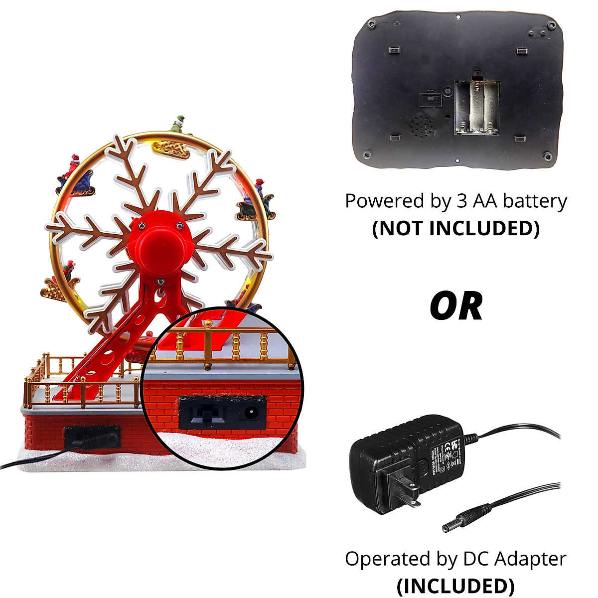 Christmas Ferris Wheel - Animated Pre-lit Musical Christmas Village - Perfect Addition to Your Carnival Christmas Decorations & Snow Village Displays 11 in
