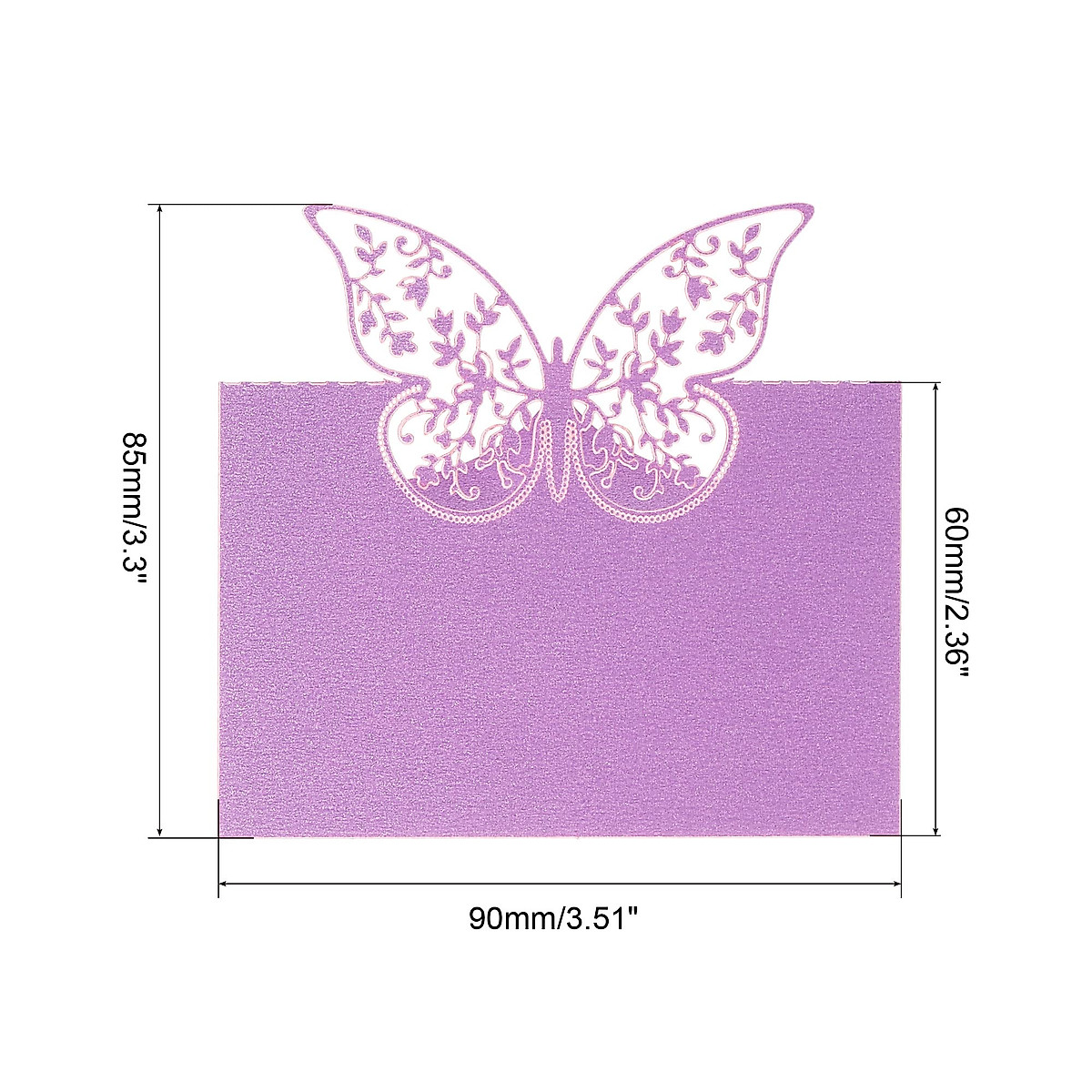 PATIKIL Table Name Place Cards, 50Pcs Favor Decor Hollow Butterfly Cut Design Blank Card for Wedding Party Seating Place Cards, Purple