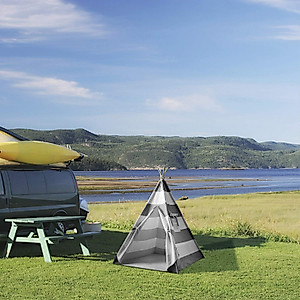 Kids Teepee Tent for Kids Play Teepee Tent for Boys Indoor Outdoor Play House, Kids Teepee Play Tent for Boys,Canvas Tipi Tent Kids,Grey Stripe Teepee