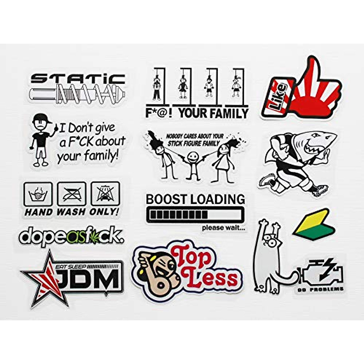 Racing Decals Funny Car Decal Stickers Reflective Hard Hat Stickers Adult Decals JDM Domo Fmaily Windows Decals