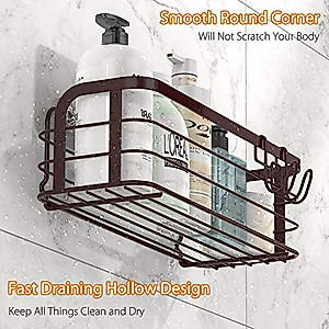 Avolare Shower Caddy, 2 Pack Adhesive Shower Organizer with Razor Hooks and 4 Adhesives, No-Drill Large Capacity Rustproof Stainless Steel Shower Shelf for Dormitory, Kitchen, Bathroom Storage, Bronze