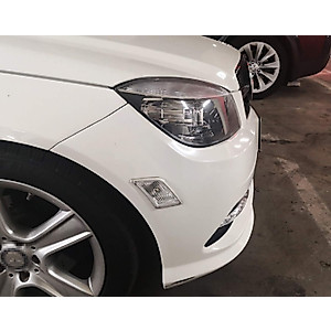 iJDMTOY Euro Clear Lens Front Side Marker Lights w/White LED Replacement Bulbs Compatible With 2008-11 Mercedes Pre-LCI W204 C250 C300 C350 & 2008-2013 C63 AMG, Replace OEM Amber Sidemarker Lamps