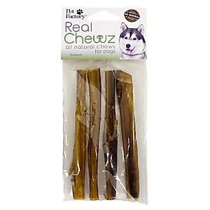 Pet Factory Real Chewz 6" Steer Sticks Dog Chew Treats, 100% All-Natural - 4 Count/1 Pack