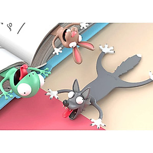 3D Wacky Bookmark - More Fun Reading, 3D Cartoon Animal Bookmark, Novelty Funny Animal Reading Bookmarks, Cute Squashed Animal Stationery (Set of 10)