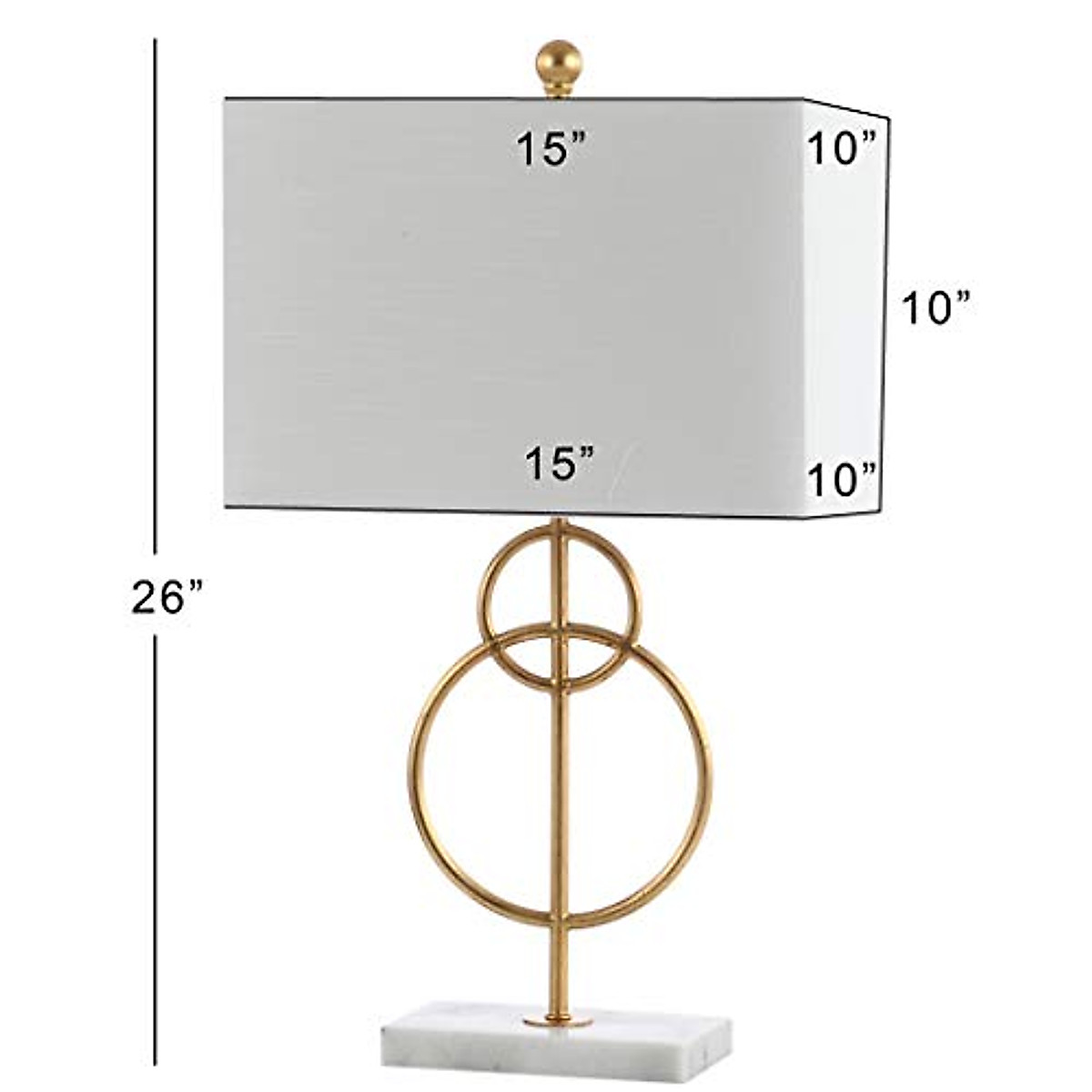 JONATHAN Y JYL1096A Haines 26" Modern Circle Marble/Metal LED Table Lamp Classic Glam Bedside Desk Nightstand Lamp for Bedroom Living Room Office College Bookcase LED Bulb Included, Gold Leaf/White