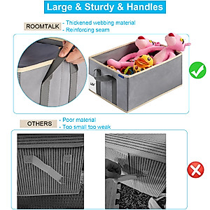 roomtalk Fabric Storage Baskets 2 Pack, Collapsible Fabric Storage Bins with Handles, 11.8" W x 16.5" D x 7.9" H, Grey.