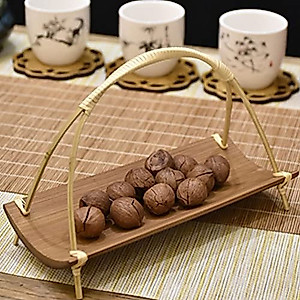Sushi Tray Wood Food Containers Wooden Serving Tray Guest Towel Holder Tea Dessert Dish Plate Platter with Handle for Breakfast Home Kitchen Bathroom Snack Containers
