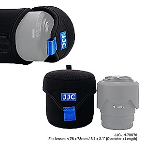 JJC Water Resistant Neoprene Camera Lens Pouch Case, Fold-Over Lens Bag for Mirrorless Lenses Up to 3.1 x 3.1 (D X H) for Sony FE 50mm f/1.8, Canon RF 35mm f/1.8, Fujifilm XF 23mm f/1.4 etc.