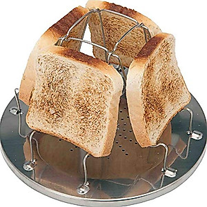 Folding Camp Stove Toaster, Stainless Steel 4 Slice Propane Bread Toaster, Portable Backpacking Outdoor Toaster Rack Holder for Camping Fishing Hiking