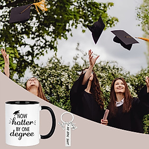 YHRJWN - Graduation Gifts, Now Hotter By One Degree Coffee Mug, Graduation Gifts for Woman Men Her Girls Friends, Christmas Gifts for Masters Degree PHD Graduates Grad College 11 Oz with Keychain