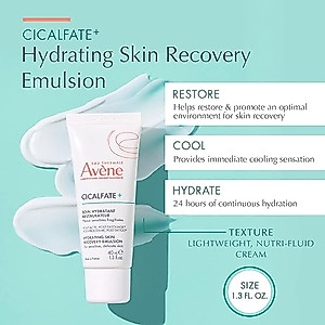 Eau Thermale Avène Cicalfate+ Hydrating Skin Recovery Emulsion - Post-Procedure & Post-Tattoo Restoration - Postbiotic Skincare - Non-Comedogenic & Paraben-Free - 1.3 fl. oz.
