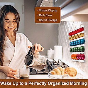 Coffee Pod Holder, K Cup Holders for Counter,10 PCS Coffee Pods Storage/Organizer,Wall Mount Coffee Pod Holder with Adhesives,Under Cabinets-White