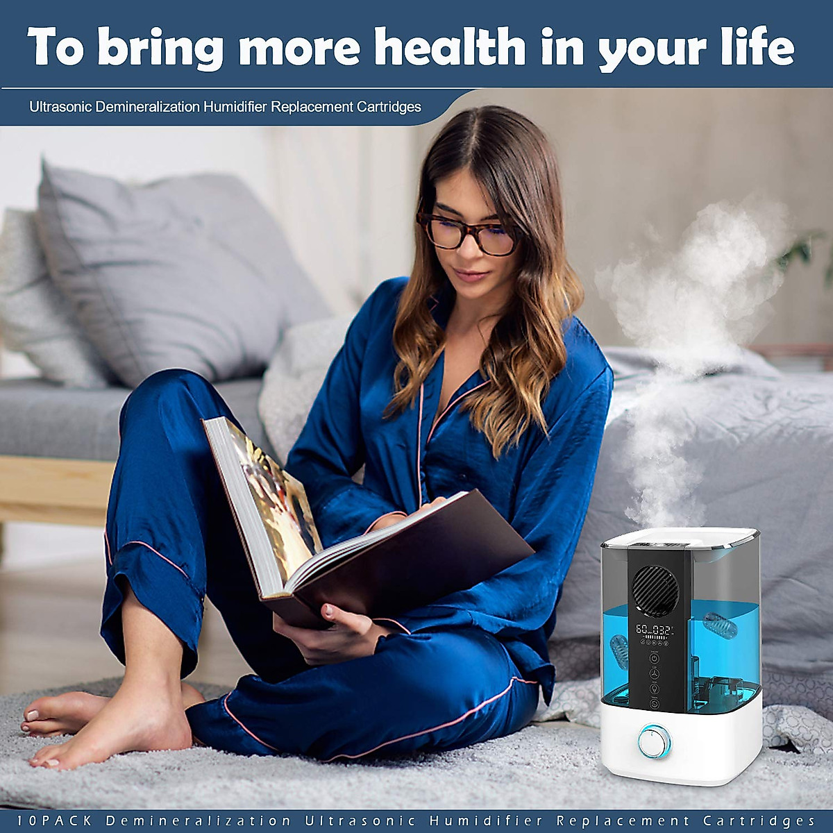 Anyhow Demineralization Ultrasonic Humidifier Replacement Cartridges, Filter Mineral Deposits, Prevents Hard Water Build-Up, Eliminates White Dust, Removes Odor-10Pack