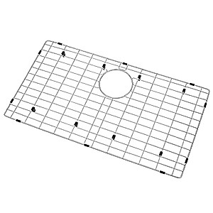 LQS Kitchen Sink Grid, Sink Protectors for Kitchen Sink 28 3/8" x 15 3/8" with Rear Drain Hole for Single Sink Bowl, Stainless Steel Sink Grate, Sink Protector, Sink Bottom Grid