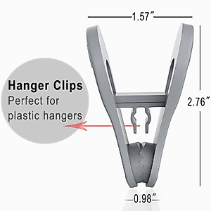 TOFIIGREM Grey Hanger Clips 50 Pack, Multi-Purpose Plastic Clips Easily Add on Plastic Clothes Hangers Velvet Hanger
