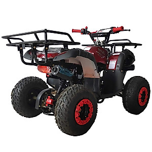 X-PRO 125cc ATV with Automatic Transmission w/Reverse, LED Headlights, Remote Control, Big 16" Tires! (Burgundy)