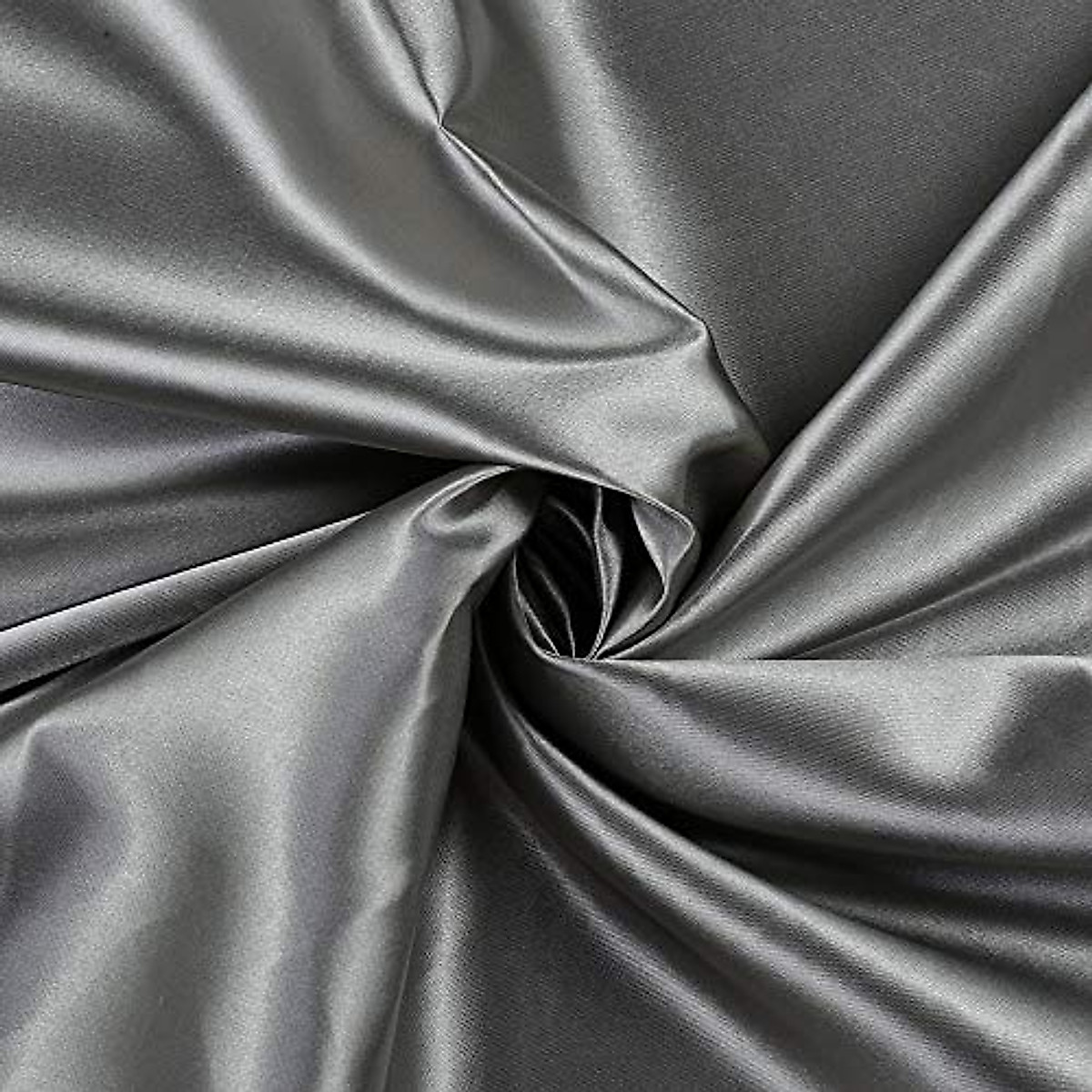 mds Pack of 5 Charmeuse Bridal Solid Satin Fabric by The Yard for Wedding Dress Fashion DIY Crafts Costumes Decorations Apparel Crafts Drapery Silky & Shiny Satin 44" Wide Roll-Silver Gray