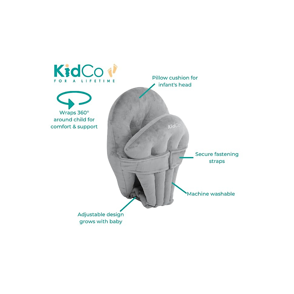 KidCo HuggaPod Portable Baby Seated Support - Situp Baby Seat, Portable Infant Sit Up Seat for Jumpers, Swings, and More, Machine Washable