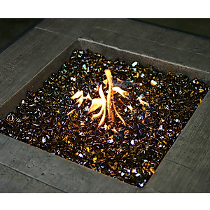 Holy Fire 1-inch Fire Glass Diamonds for Fire Pits, Reflective Diamonds Rocks for Natural or Propane Gas Fireplaces Fire Bowls, Indoor & Outdoor Landscaping. (20 Pounds, Amber Brown)