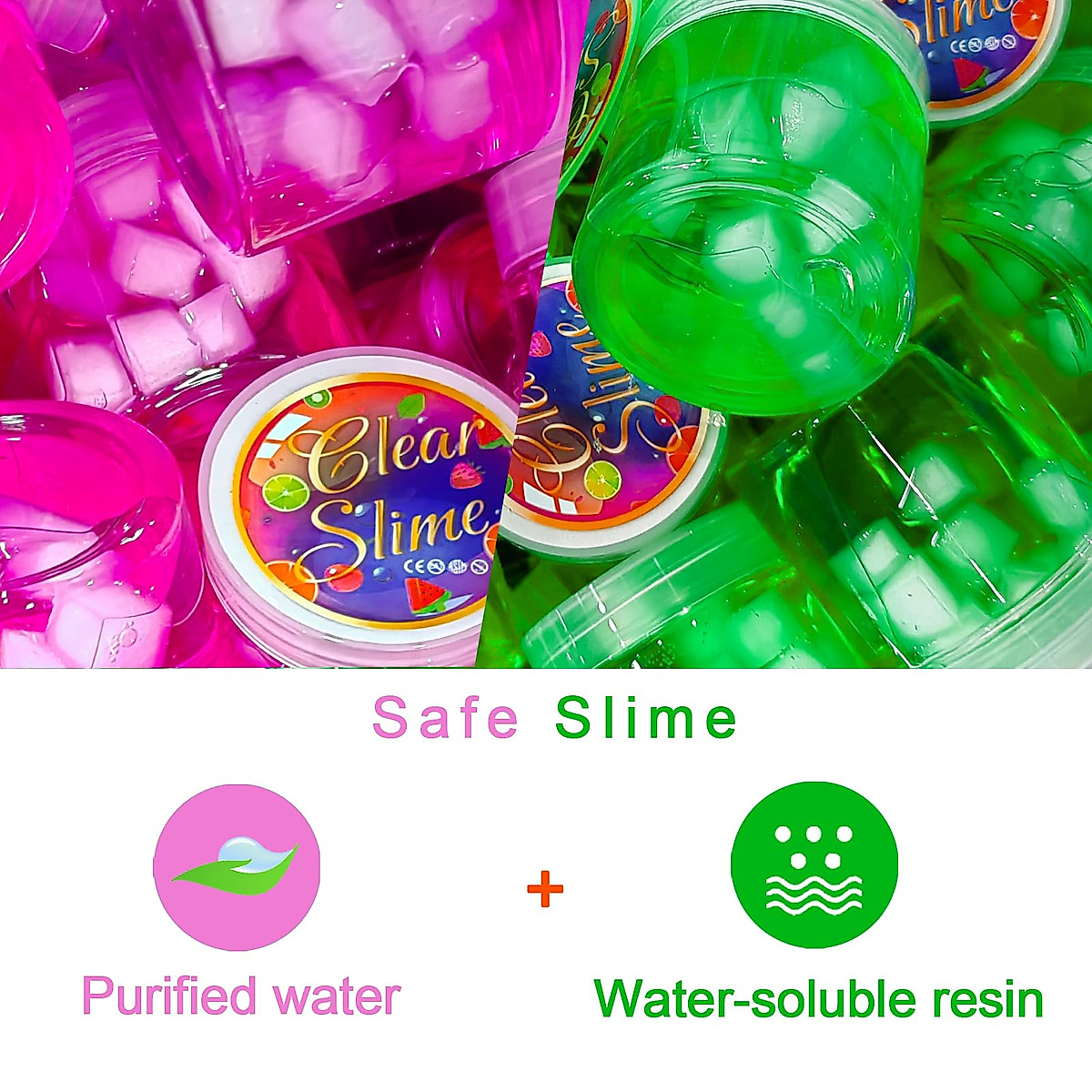 5 Pack Jelly Clear Slime Kit,Cute Toys and Stickers,Super Soft and Non-Sticky, Party Favors and Stress Relief Toy for Girls and Boys,DIY Slime Toy for Kids