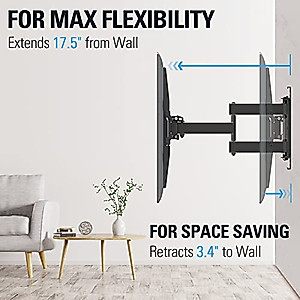 Mounting Dream TV Mount Full Motion TV Wall Mount for Most 32-65 Inch Flat Screen TV, Wall Mount TV Bracket with Dual Arms, Max VESA 400x400mm and 99 LBS, Fits 16", 18", 24" Studs MD2380-24K TV Mounts