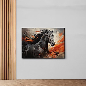 Majestic Black Stallion Galloping In The Clouds, Black Horse On Salt Flats, Canvas Print, Black Horse Print, Black Horse Wall Art
