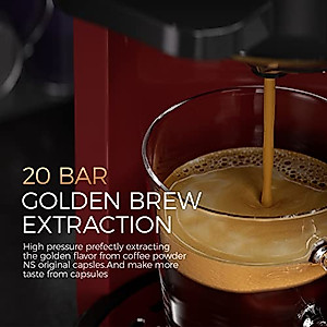 Small Espresso Machine 20 Bar Capsules Maker Compatible for NS Original Capsules/Nescafe Dolce Gusto/L'or Coffee Pods/Coffee Powder with Fast Heating System for Espresso,1450W(Small)