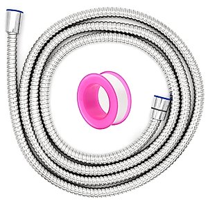 Metal Shower Hose Replacement，96 inch Extra Long Chrome Handheld Shower Head Hose - Lightweight And Flexible