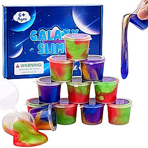 Galaxy Slime Kit 12 Pack, Mini Slime Easter Party Favor for Kids Goodie Bag Stuffers, Smooth, Soft and Non Sticky, Stress & Anxiety Relief Colorful Slime Pack Toy for Girls Boys