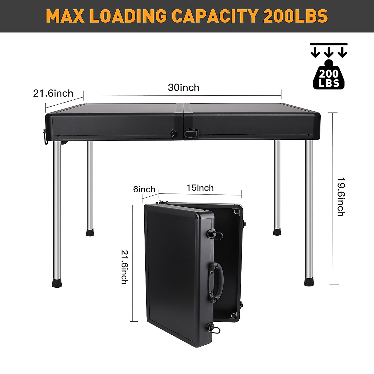 CSINPO Folding Table with Chairs,Portable Folding Camping Table,Picnic Table and 4 Chairs, Aluminum Folding Table for Picnic,Beach,Fishing,Hiking,BBQ,Parties,Activities,Indoor or Outdoor Use(Medium)
