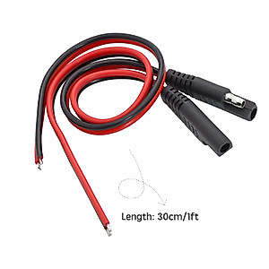 2 Pack 10AWG SAE Connector Extension Cable, SAE Quick Connector Disconnect Plug SAE Power Automotive Extension Cable Solar Panel Cable Wire, Solar Panel SAE Plug (30 cm/ 1ft)
