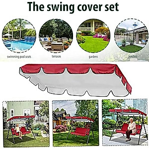BTURYT Swing Top Replacement Canopy Cover, Outdoor Patio Swing Canopy Replacement Top Cover, 210DWaterproof Oxford Cloth Canopy Replacement Cover for 2/3-Seater-Swing Chair