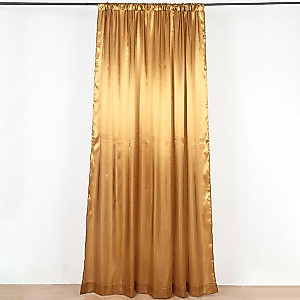 Efavormart 8ftx10ft Gold Satin Curtain Panel Backdrop Drapes, Photo Booth Backdrop with Rod Pocket