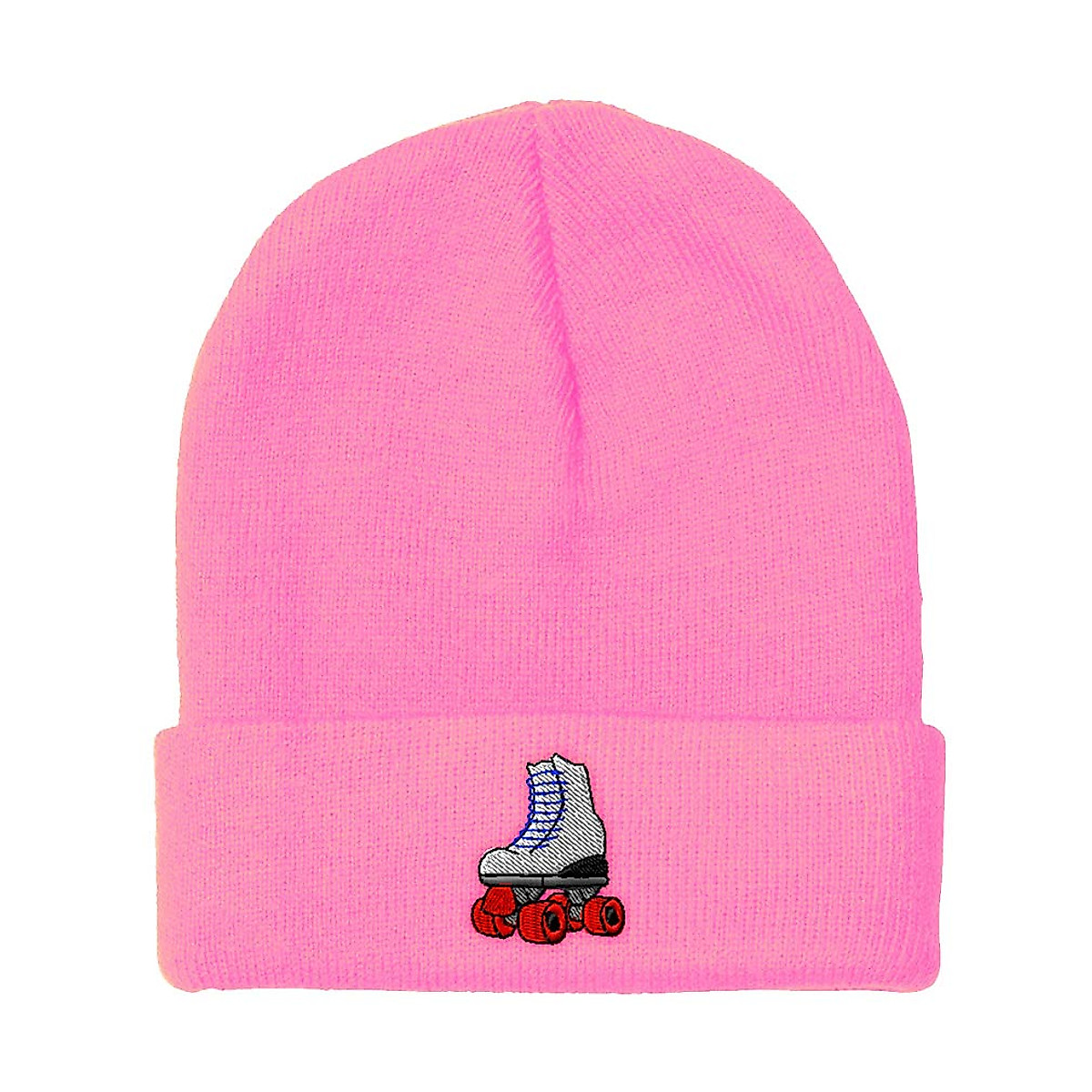 Beanies for Men Roller Skate A Embroidery Roller Skating Roller Skate Shoes Embroidery Winter Hats for Women Acrylic Skull Cap 1 Size Soft Pink Design Only