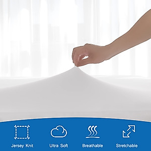 Twin Fitted Sheet Soft Twin Size Fitted Sheets for Kids Up to 12 Inches Deep Procket, Single Size Bed Mattress Sheets Stretchable and Breathable Jersey Knit Cover, Bottom Sheet Only, White