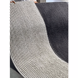 Ribbed Textured Stone Flexible Wall Cladding Panels, Beige and Black