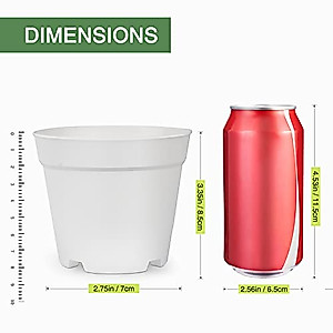 Olisx 12 Pack 4 inch Plastic Planters, Seedlings Plant Nursery Pots with Drainage Holes and Saucers for Plants Flowers Succulent and All House Plants, White