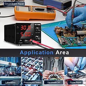 NICE-POWER DC Power Supply Variable, 30V 5A Adjustable Switching Regulated Power Supply with Encoder, Upgraded 3-Digits LED Display, Mini Regulated DC Bench Power Supply