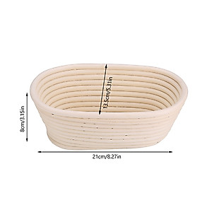 Asixx Cane Proofing Basket, Handmade Unbleached Cane Banneton Proofing Basket Dough Bread Baking Kit Kitchen Storage Rack Banneton Basket (21 * 14 * 8cm)